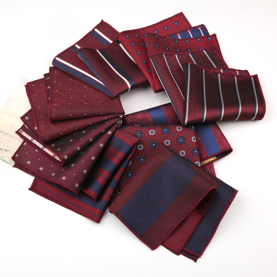 24cm Men's Formal Attire Business Suit Red Square Pocket British Groom ...