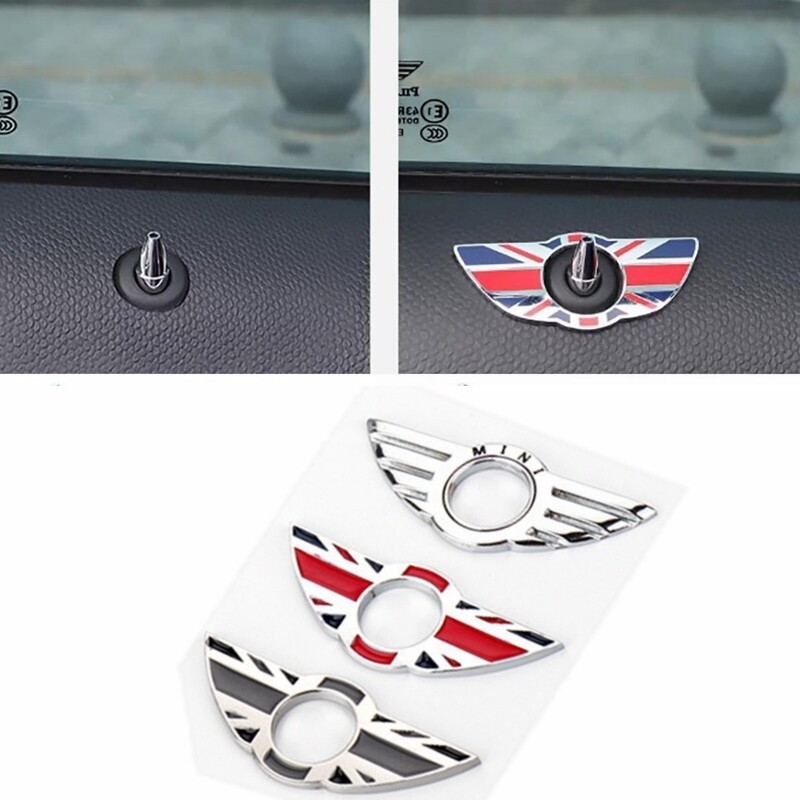 2pcs Car interior door pin lock logo Wings emblem sticker for Mini ...