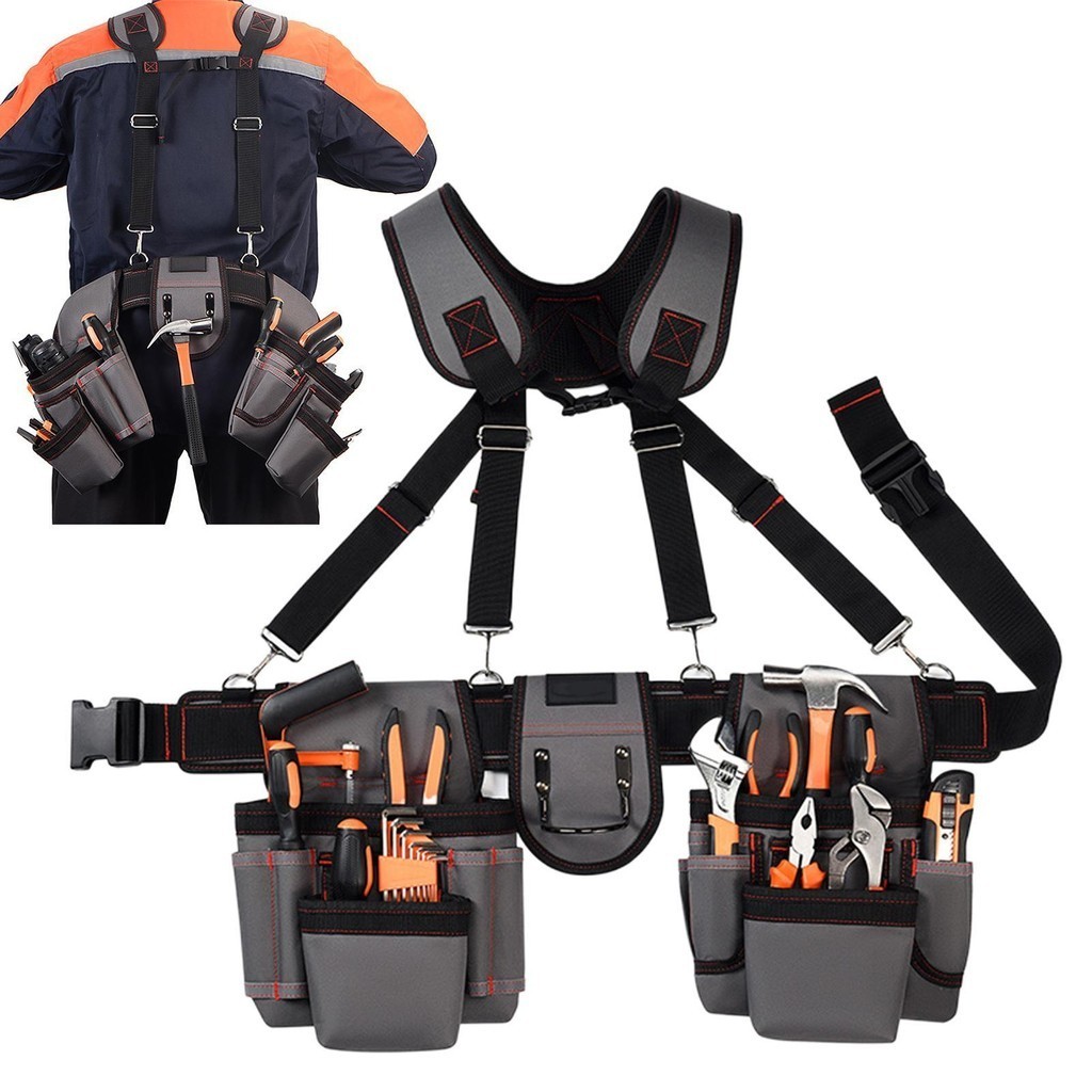 Tool Belt with Suspenders Heavy Duty Construction Tool Belt Portable ...