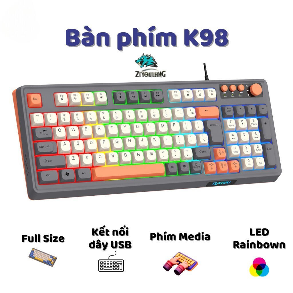 RaiKu K98 full size Gaming mechanical keyboard - Super beautiful ...