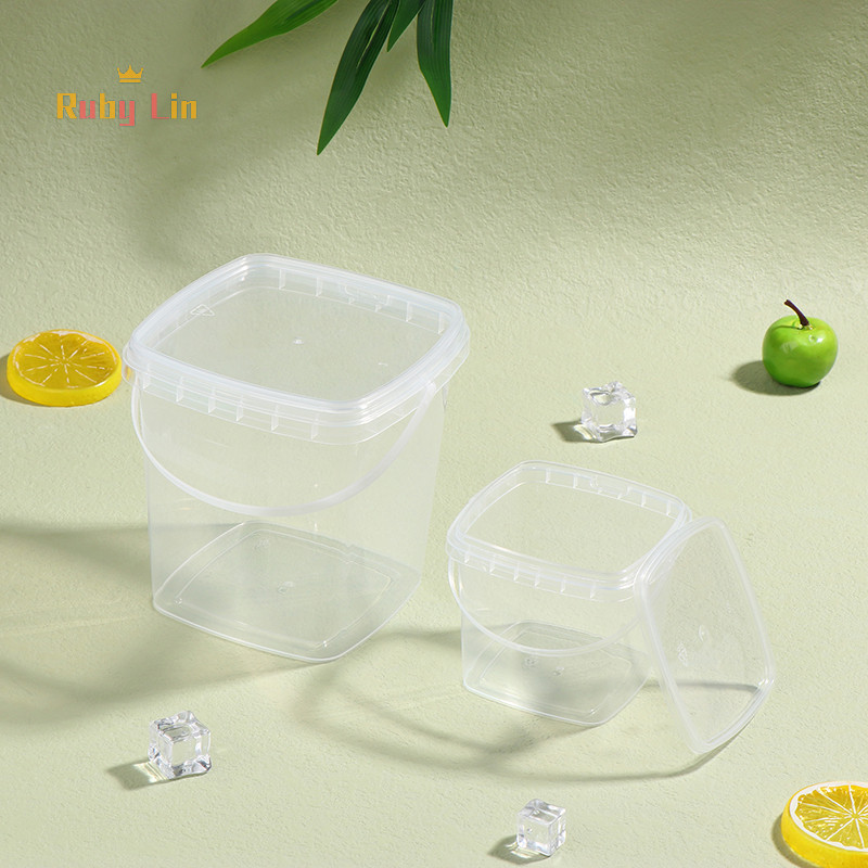 Ruby Lin 1Pc 280ML/500ML/1L Empty Plastic Bucket With Lid Airtight PP ...