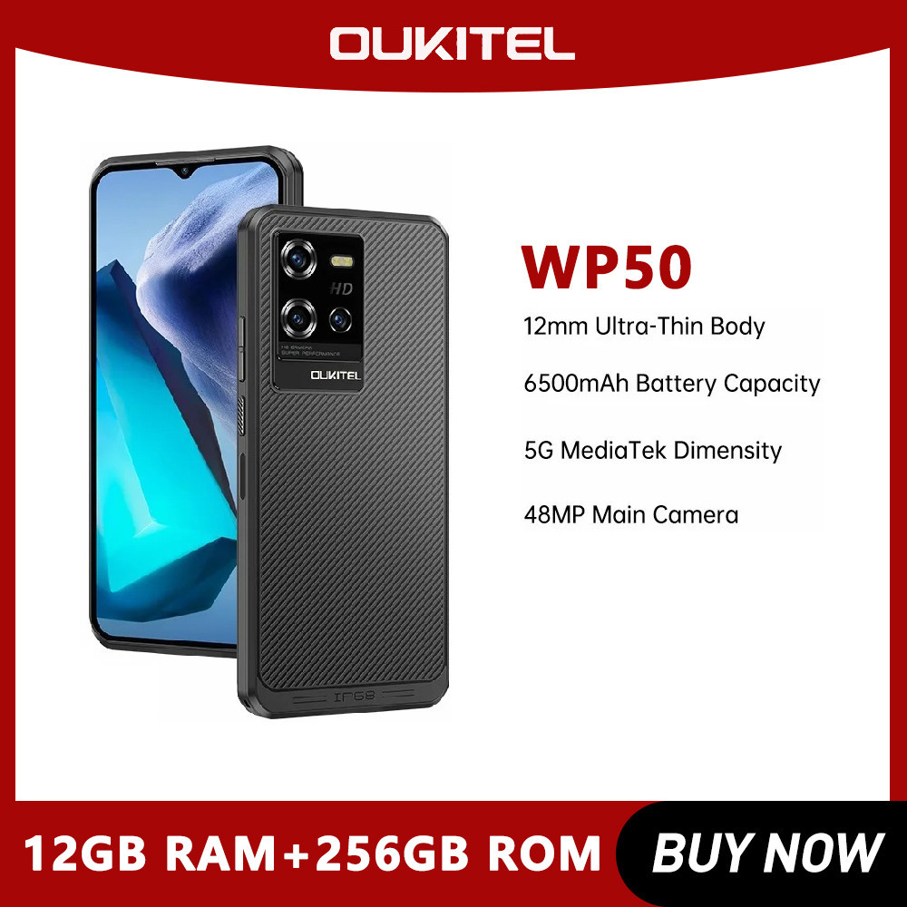 Oukitel WP50 5G Rugged Smartphone 6.6" HD+ 6500mAh 12GB+256GB Mobile ...