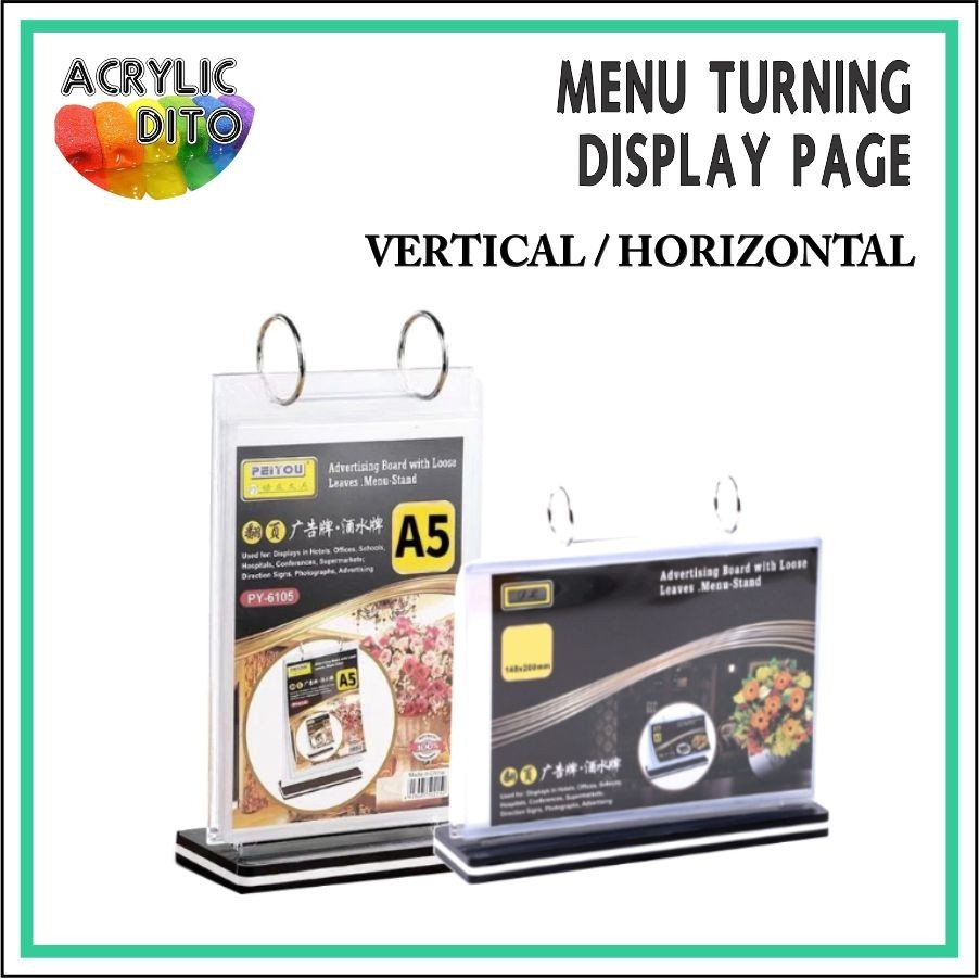Page Turning Table Menu Stand Type B / Restaurant Cafe Bar Promo ...