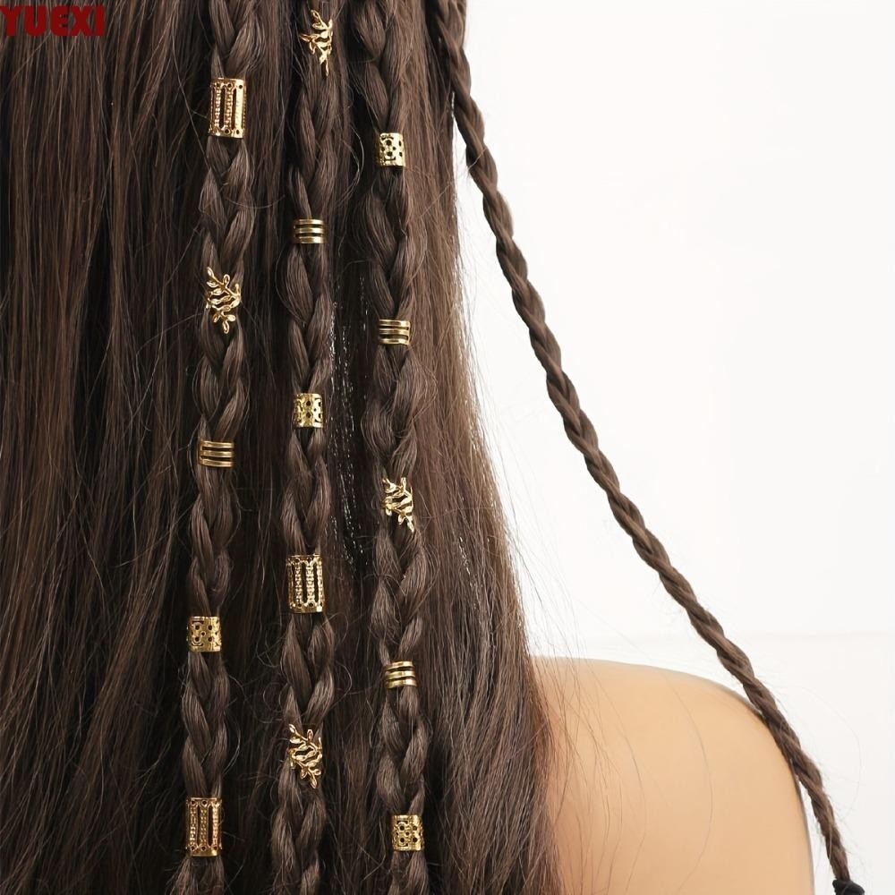 YUEXI Mixed Hair Rings Set, Metal Cuff Clips Hair Braiding Dreadlocks ...
