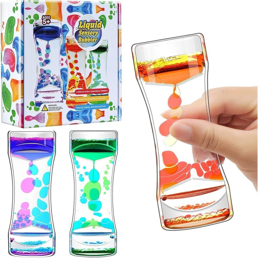 Liquid Motion Bubbler Timer Pack of 3 Colorful Liquid Sensory Toys ADHD ...