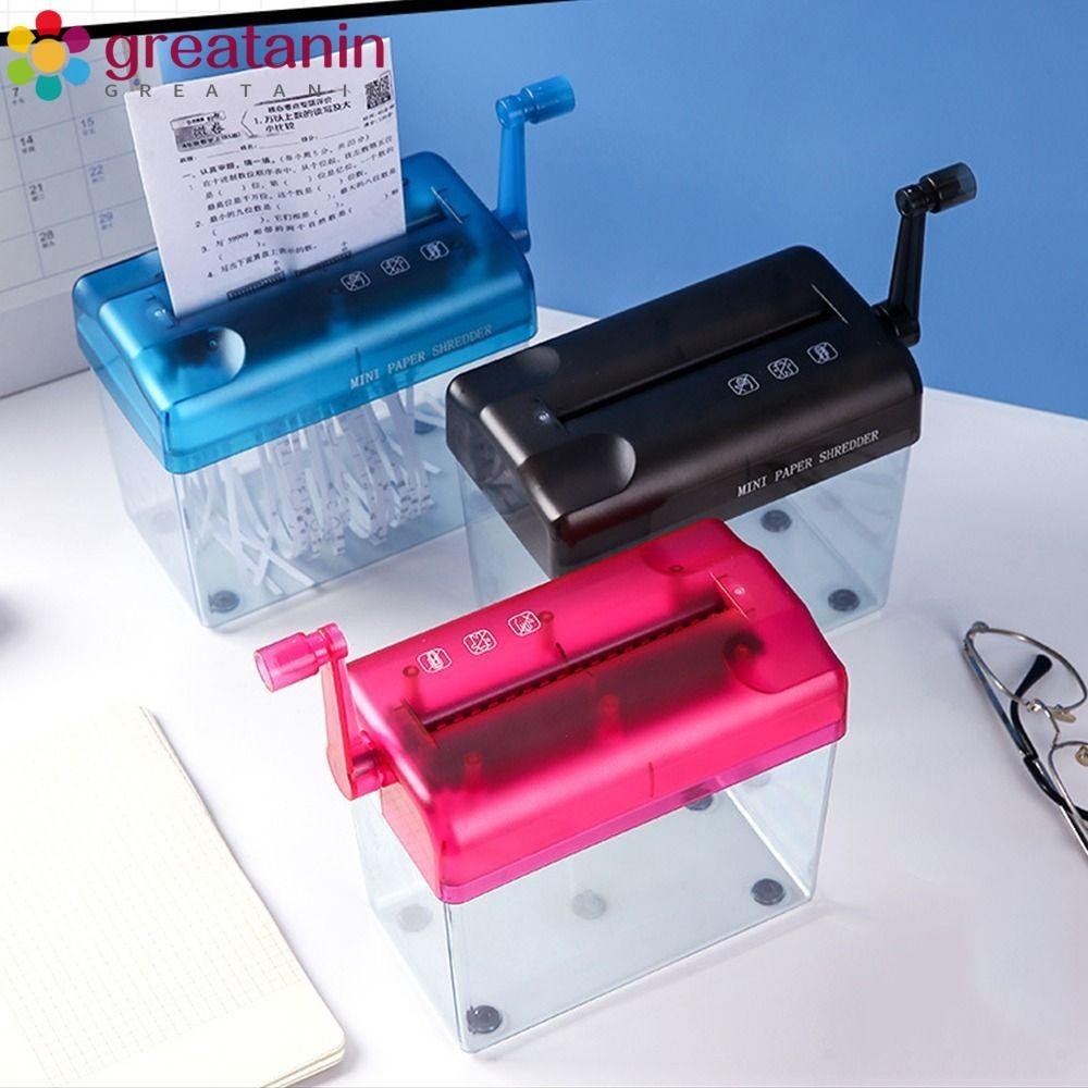 GREATANIN Hand Shredder, Mini Hand Crank Paper Shredder, Noiseless ABS ...