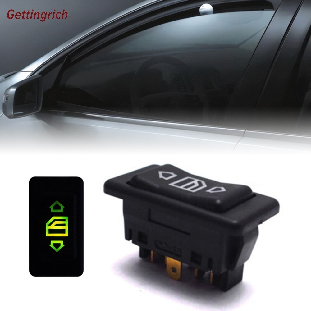 GTD Car Electric Power Switch Button With Green Light 6-Pin 12/24V 10A ...