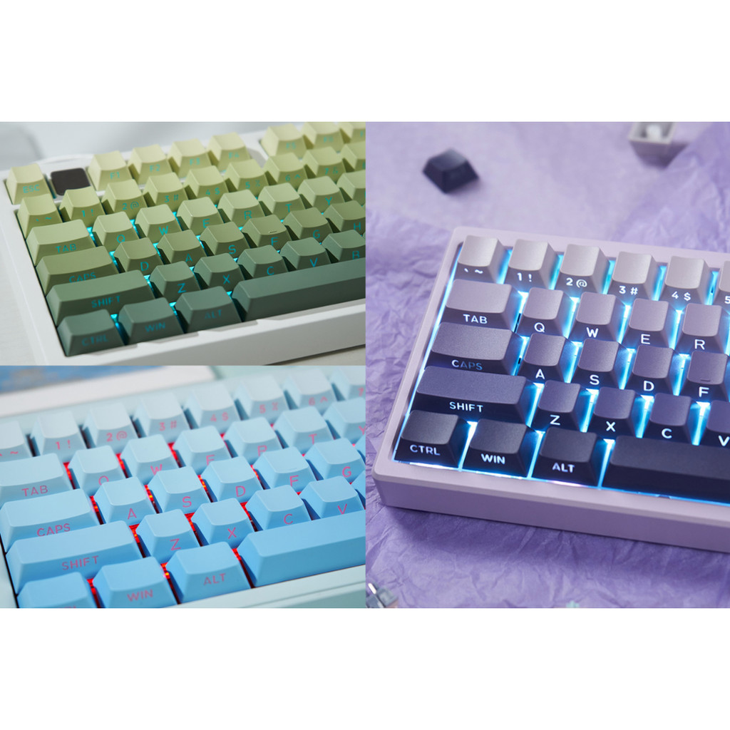 Mintcaps Gradient Green/Blue/Purple Shine Through Side Print keycaps ...