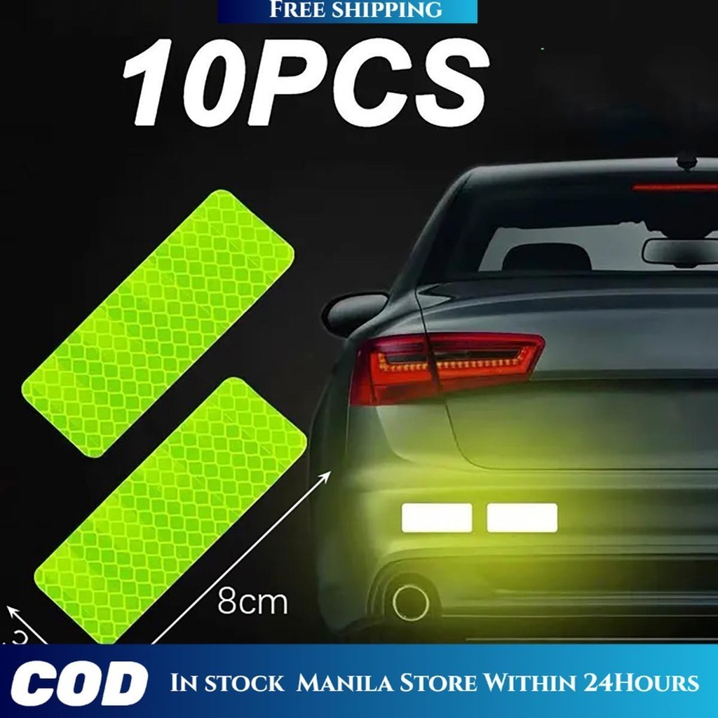 10 Pcs Night Anti-Cursor Car Electric Vehicle Reflective Safety Warning ...