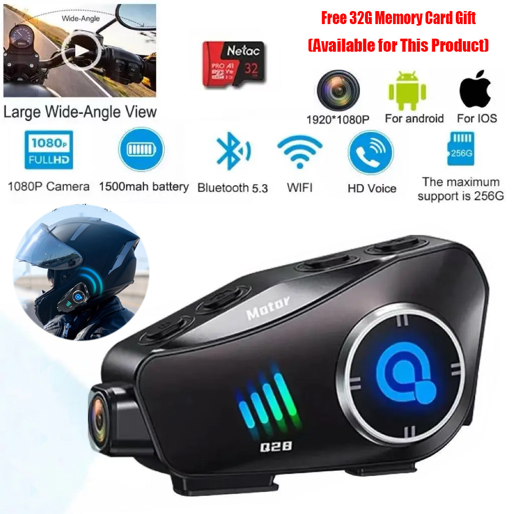 2024 New Q28 Motorcycle Bluetooth Headset 1080p High-Definition Ultra ...