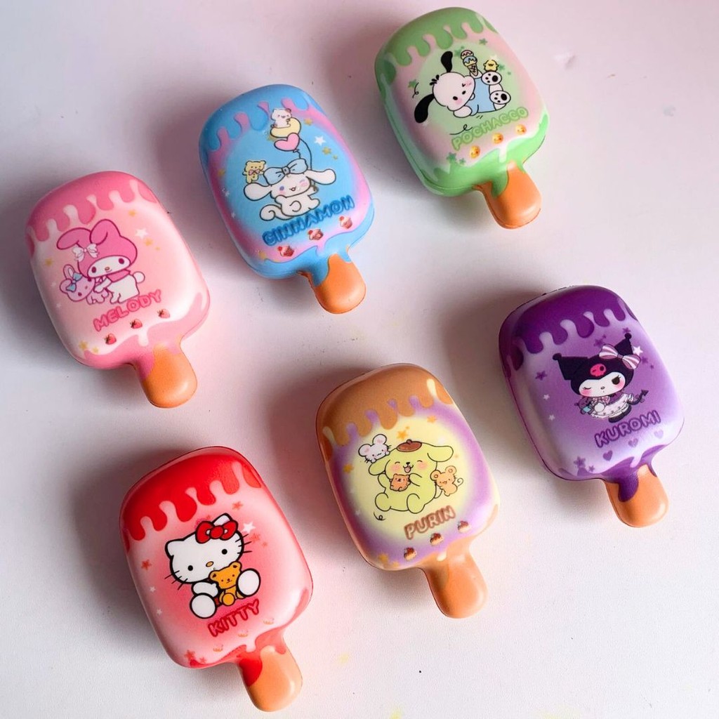 SQUISHY CUTE CHARACTER ICE CREAM STICK children's toy push fidget anti ...