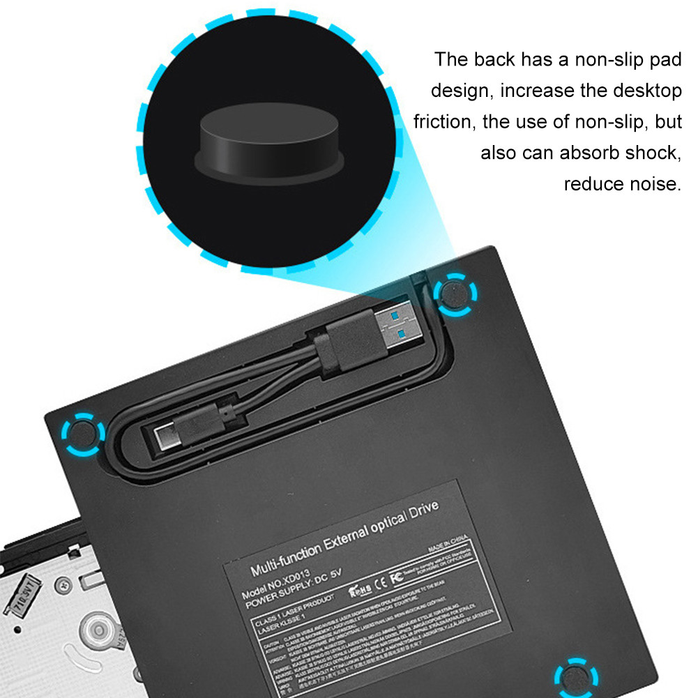 7 in1 USB 3.0Type C External Blu-ray Optical Drive with SD/TF Port CD ...
