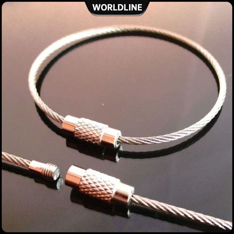 20pcs 1.5*150mm Stainless Steel Wire Rope Keychain Tag Rope DIY Key ...