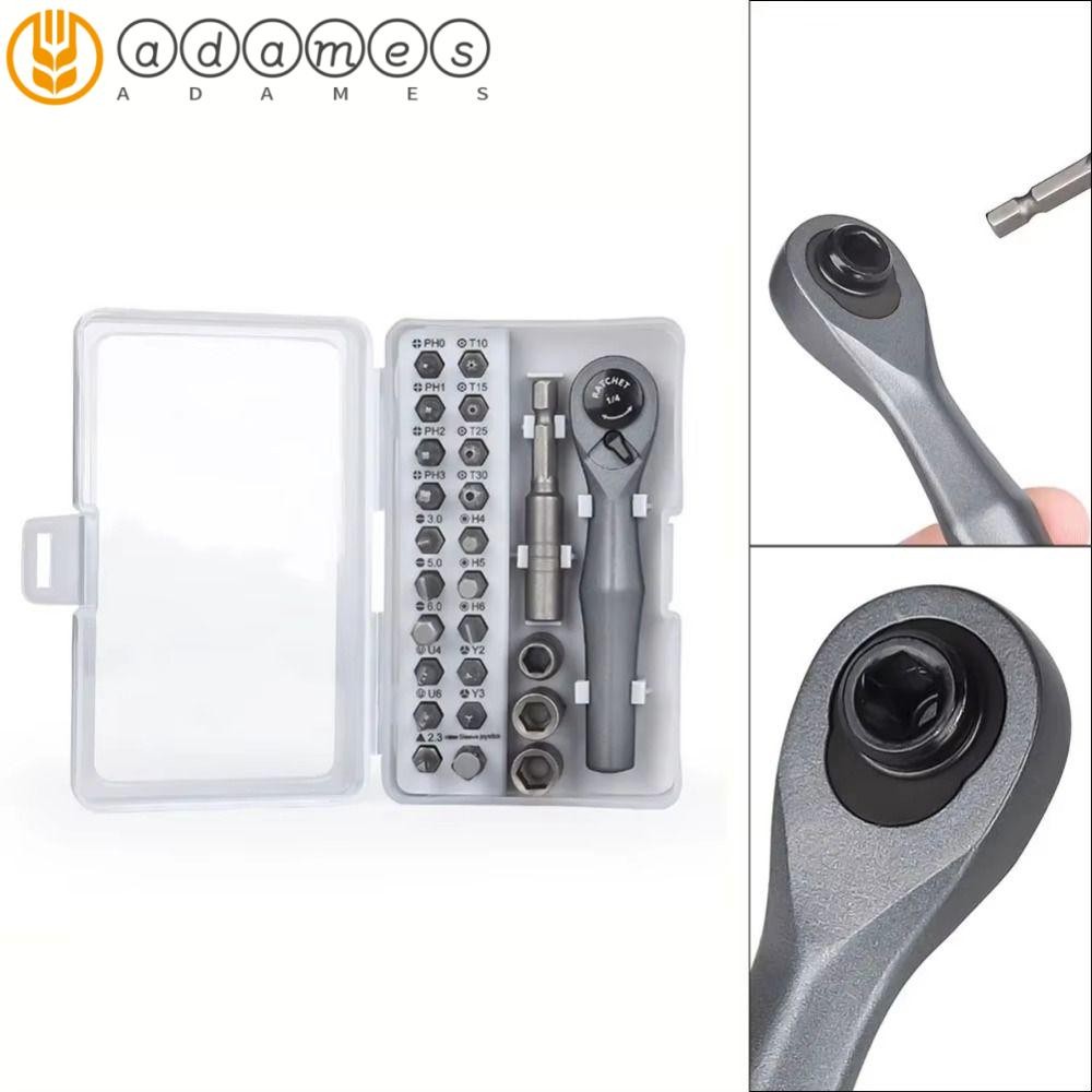 ADAMES 25-in-1 Ratchet Screwdriver, Magnetic Complete Specifications Screwdriver Set Kit Bits ...