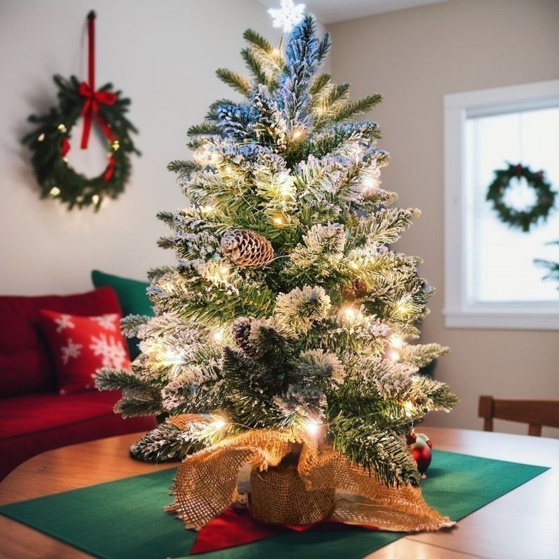 22inch Snow Flocked Tabletop Christmas Tree Artificial Xmas Pine Trees ...