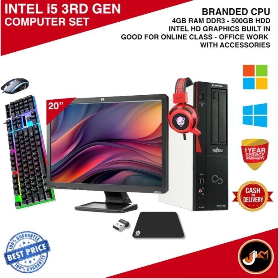 Computer Set Intel Core i5 3rd Gen 4GB Ram 500GB HDD with 20 Inches ...