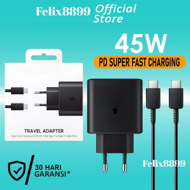 Samsung Charger Super Fast Charging 45W USB Type C To C | Shopee Philippines
