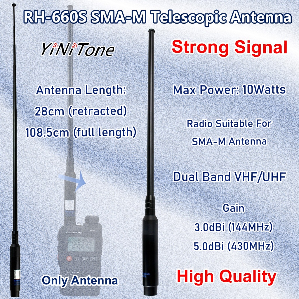 Radio Universal SMA-Male Tie Rod Antenna for TYT YAESU BAOFENG VHF/UHF ...