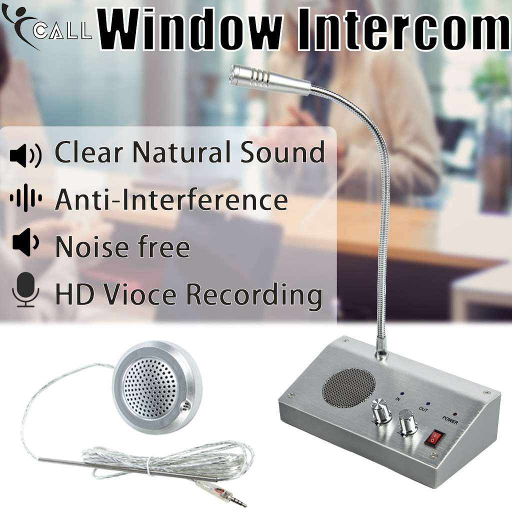 Dual Way Talk Through Window Intercom Glass Speaker and Microphone with ...