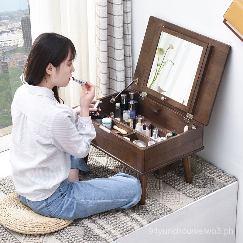 Solid Wood Bay Window Dressing Table Bedroom Small Apartment Mini ...