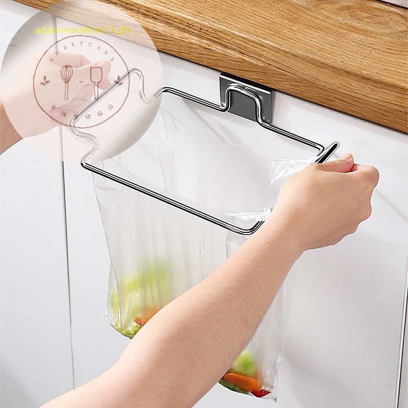 Stainless Steel Kitchen Trash Rack Cabinet Door Garbage Bags Holder ...