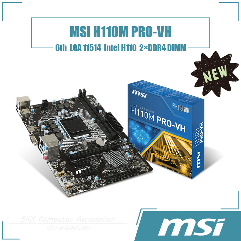 [NEW] MSI H110M PRO-VH Motherboard 2×DDR4 LGA 1151 Intel H110 chipset Micro ATX 6th Core i7 i5 ...