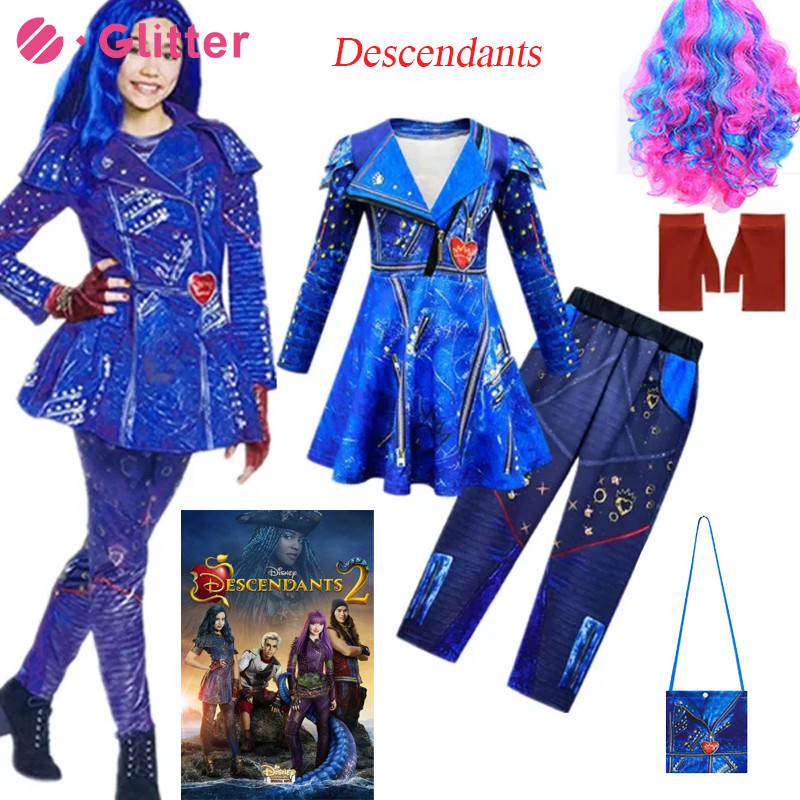 Movie Descendants 4 The Rise of Red Costume for Kids Girl Chloe Blue ...