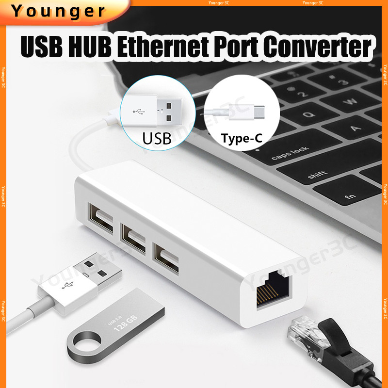 USB To Ethernet Adapter,3USB+Ethernet Hub Cable Adapter,2.0 Type c To ...