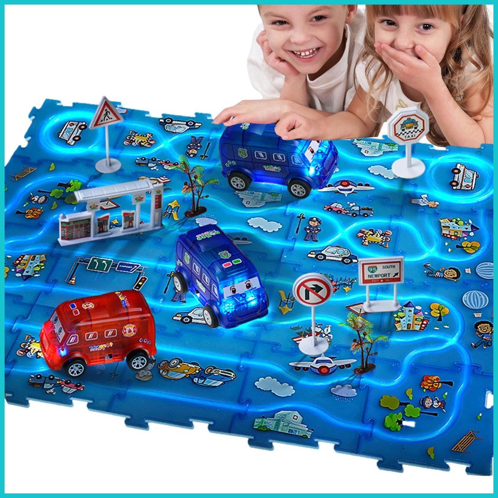 Car Track Puzzle Road Builder Car Track Jigsaw Puzzle Playset Track ...