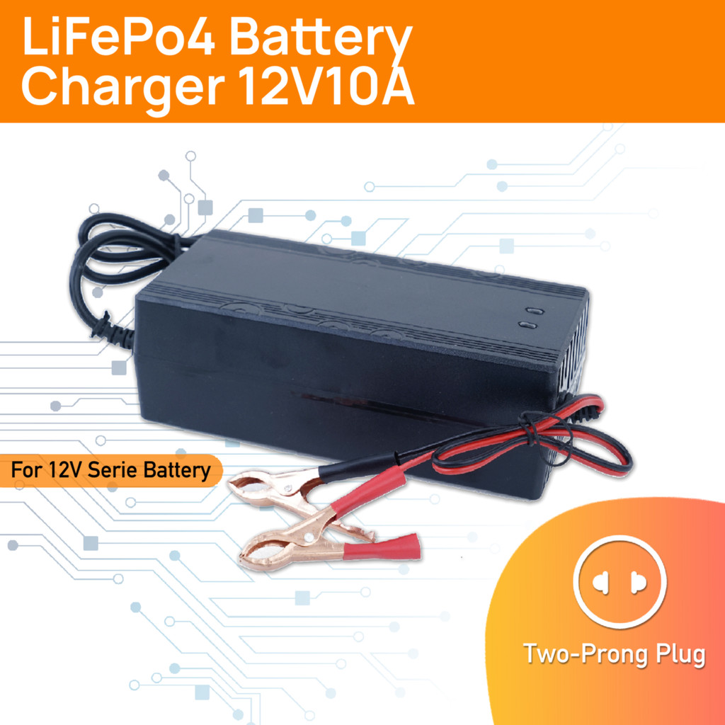 Chargers for 12V lithium iron phosphate batteries; Two-prong plug ...