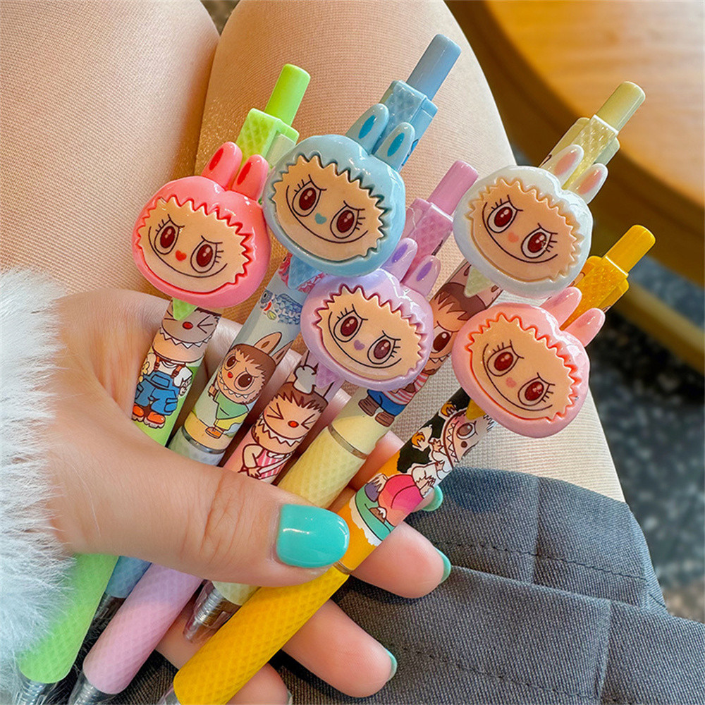 Cartoon Labubu Ballpoint Pen Creative Cute Student Labubu 0.5mm Push ...