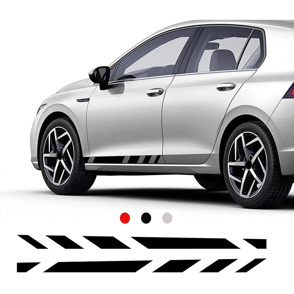 2pcs Racing Sport Car Door Side Stripes Skirt Sticker Decal Vinyl for ...