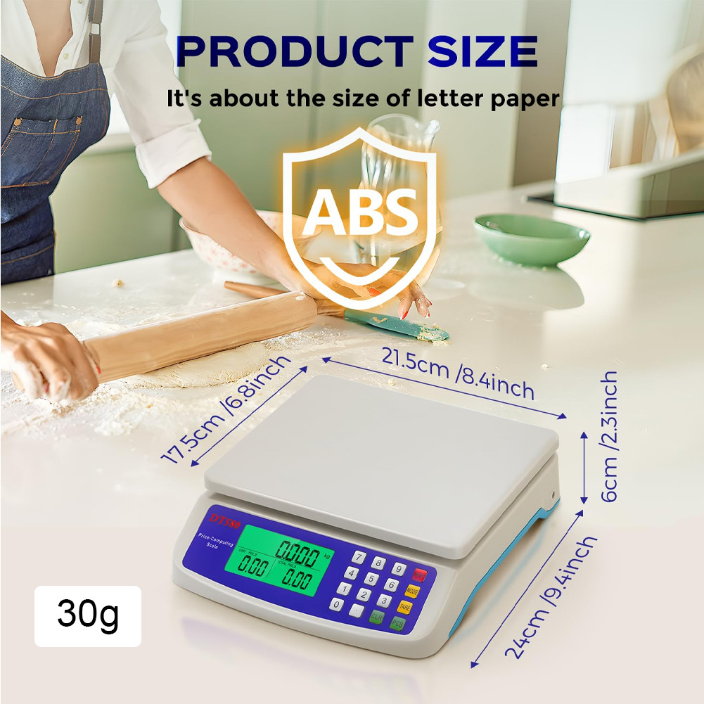 30kg/1g Large Digital Kitchen Scale LCD Display Price Computing Scale ...