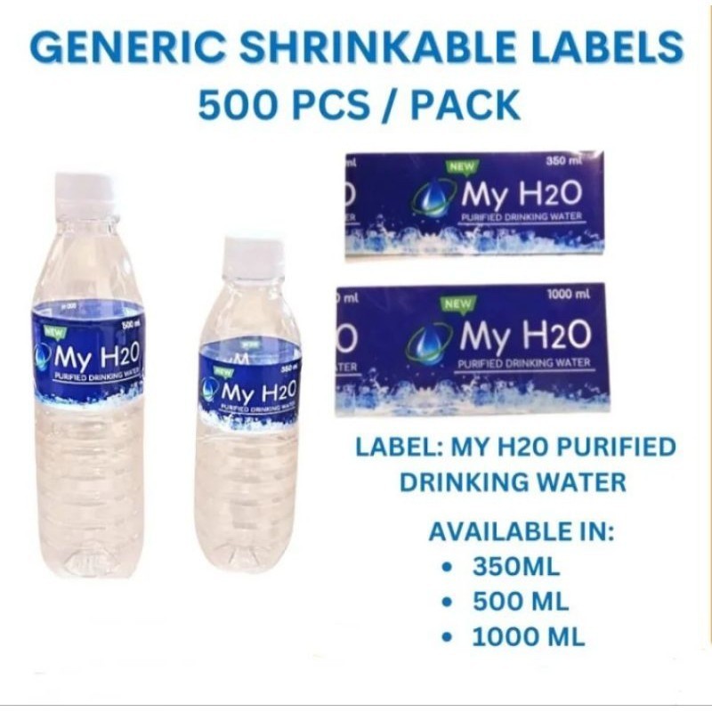 200pcs Shrinkable Label- My H2O Purified Drinking Water label PET ...