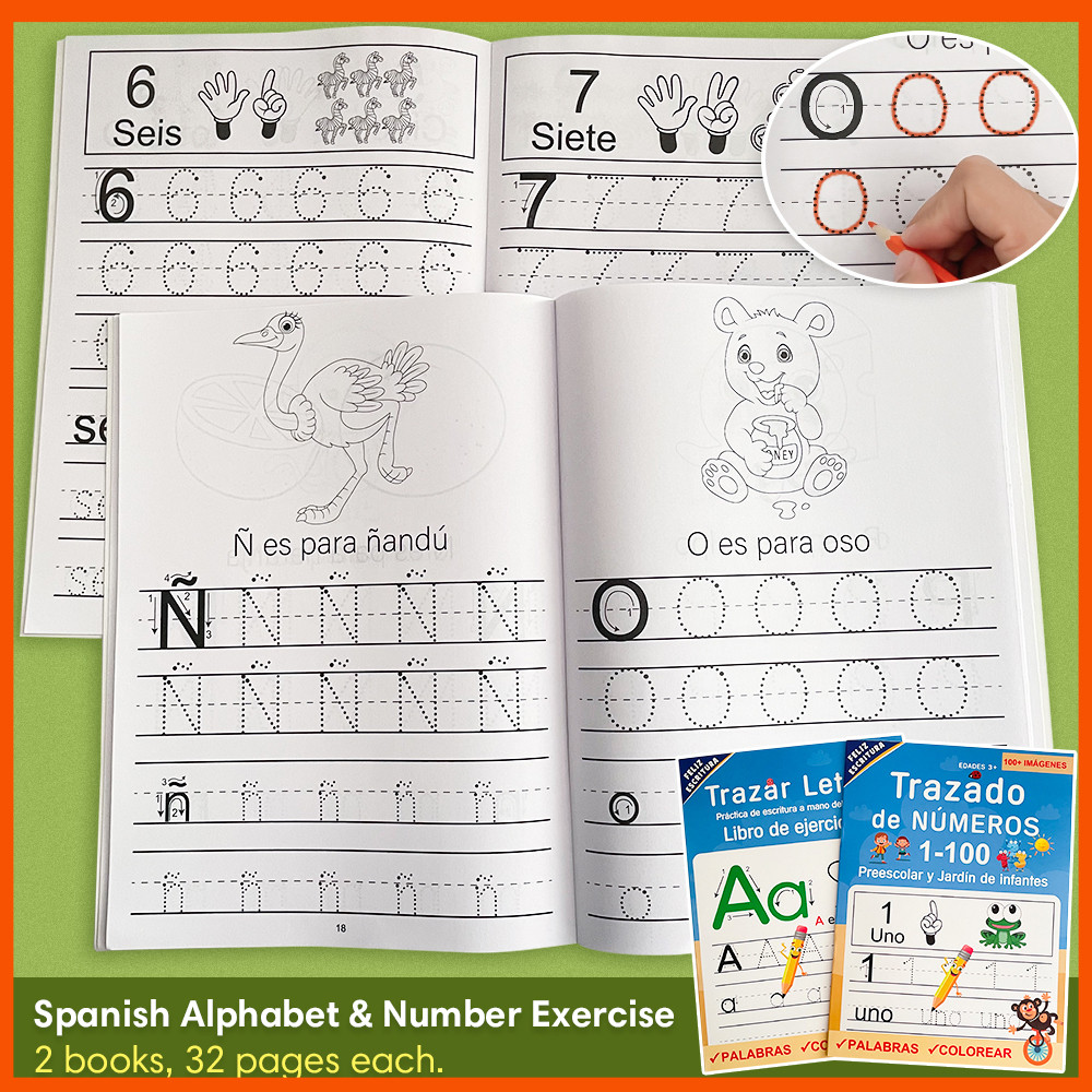 Spanish Tracing Workbook for Kids 3-6 - Alphabet ABC & Numbers 1-100 ...