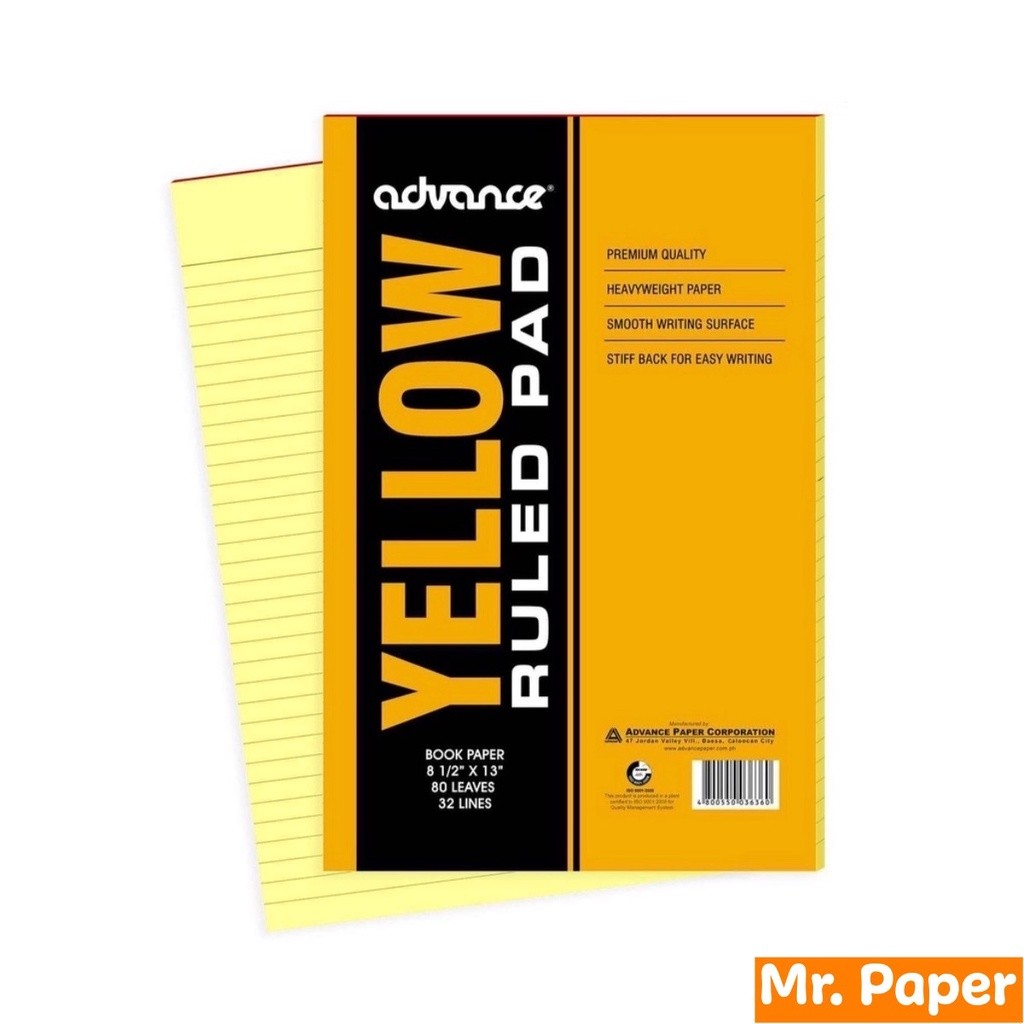 Advance Yellow Ruled Pad | Alle Karle | Shopee Philippines