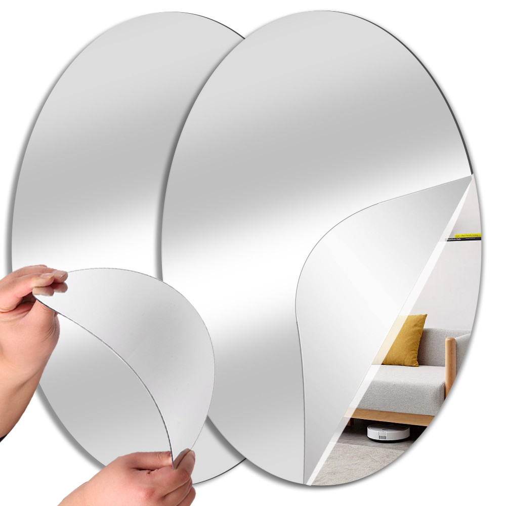 20*30cm Oval Acrylic Wall Mirror / Decorative Mirrors Tile Stickers ...