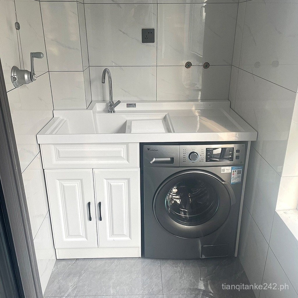 Balcony Wash Wardrobe Combination Solid Wood Washing Machine Cabinet ...