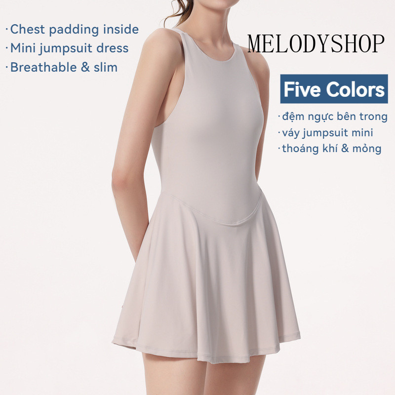 Lulu Workout Dress With Padded Chest 2-In-1 Jumpsuit Stretch Fitness ...