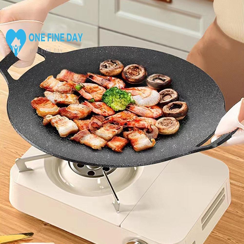 Round Iron Plate Grilled Shrimps Sliding Non-stick Outdoor Pan ...