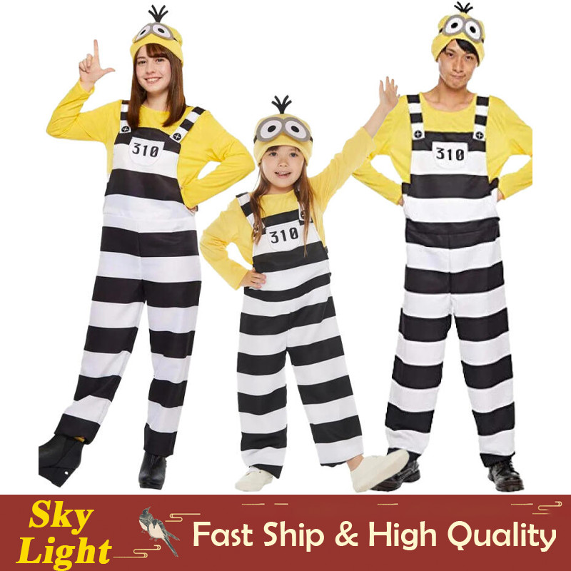 Despicable Me Minion Cosplay Costume Yellow White Black Prisoner ...
