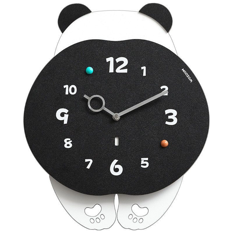 Panda Rocking Wall Clock Cute Pet Silent Battery Operated Digital ...
