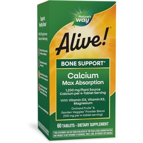 Nature's Way Alive! Calcium Max Absorption, Bone Support, 1200 mg, 60 ...