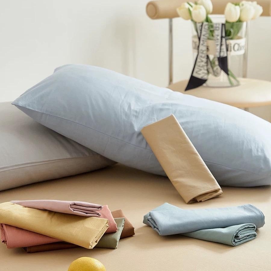 Solid color cotton soft skin friendly pillowcase, comfortable and ...