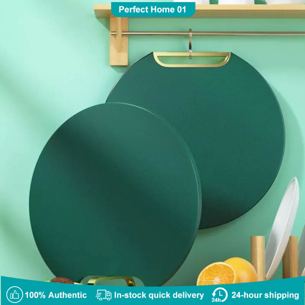 Chopping Board Round With Rotating Handle Large Kitchen Non-Slip Double ...