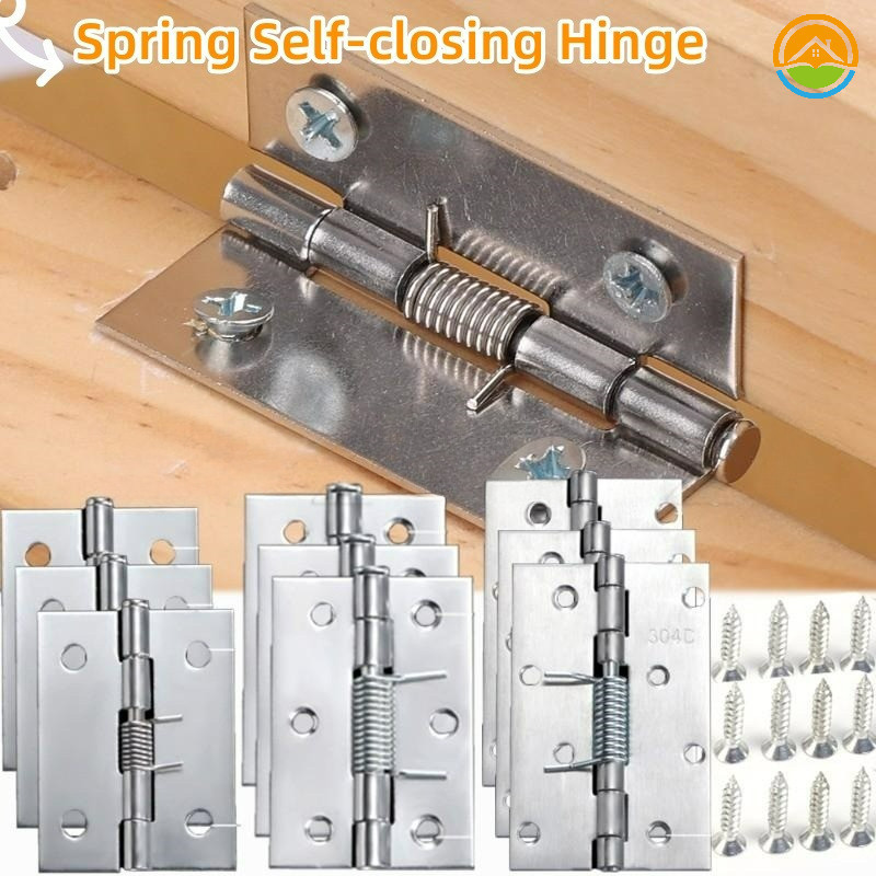 1Set 2/3/4inch Stainless Steel Self-Closing Spring Hinges - Silver ...