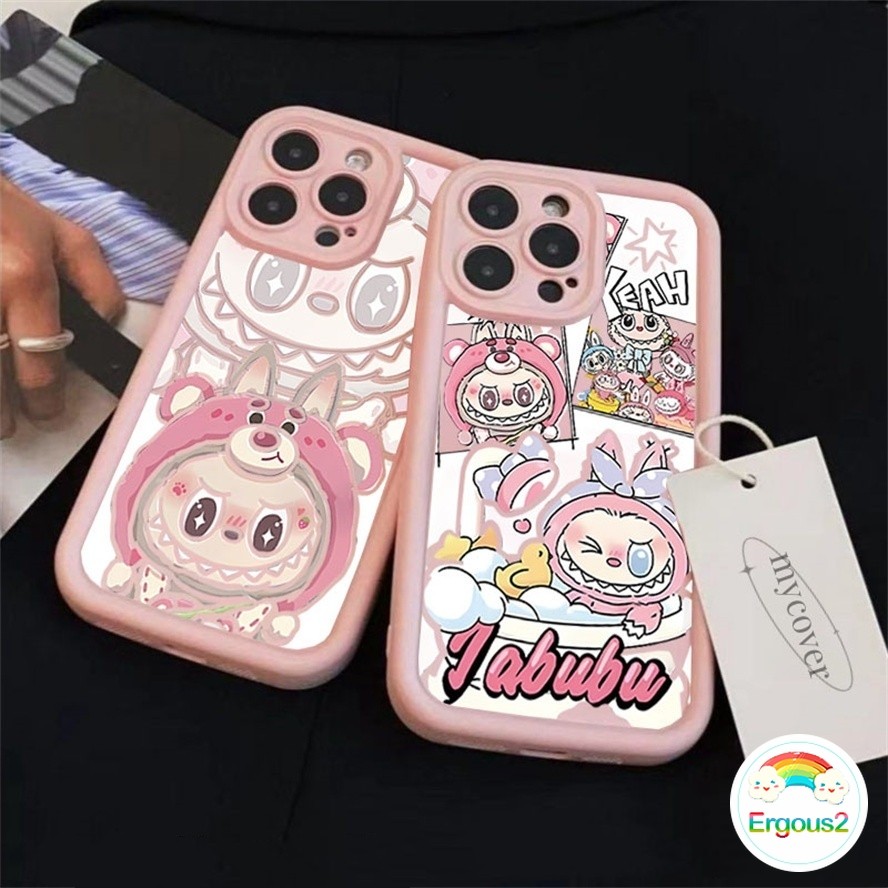 Pink Labubu phone case suitable for iPhone 16 15 14 13 12 11 Pro Max X ...