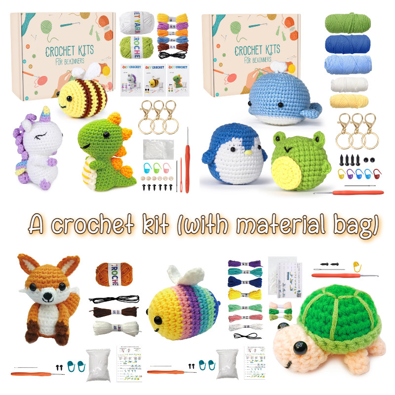 A Set Whale Frog Penguin Crochet Kit With Yarn Crochet Hooks For ...
