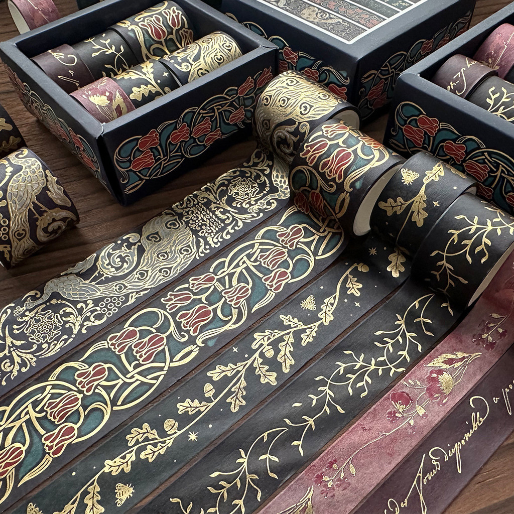 Vintage Washi Tape Set Masking Gold Foil Aesthetic Tapes for Journaling ...