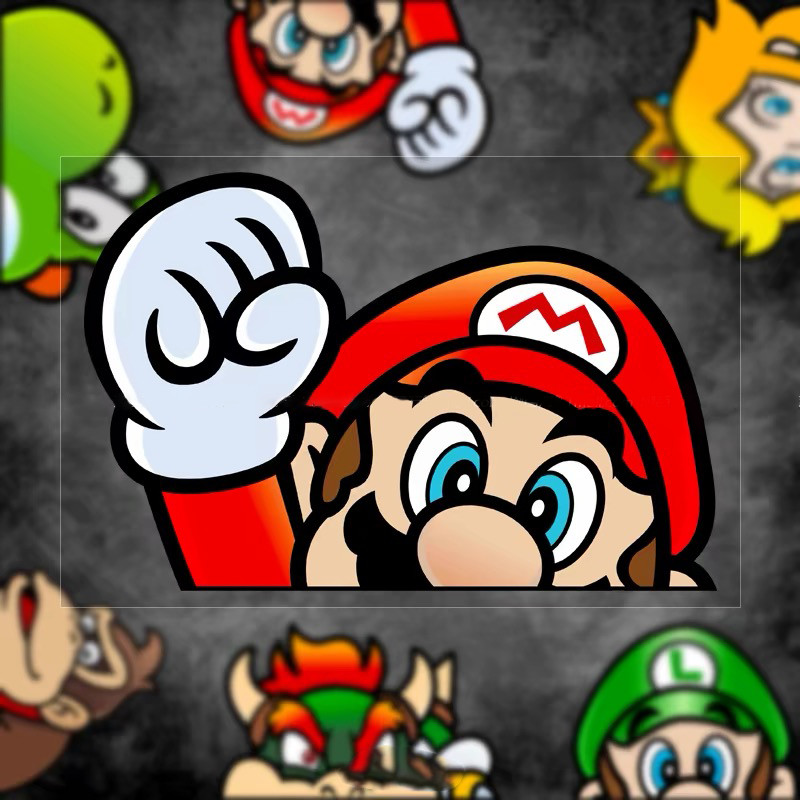 Cartoon Cute Super Mario Mario Motorcycle Accessories Sticker Creative ...